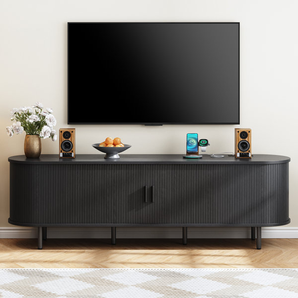 Latitude Run® Tv Stand With Storage And Shelves Designed To Fit 55’’ - 80’’ Tvs. Wood ...